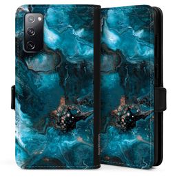 DeinDesign Galaxy S20 Handy Klapph&uuml;lle Handyh&uuml;lle aus Kunst Leder schwarz Flip Case Ocean Blue Marble Sideflip mit Lasche