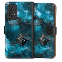 DeinDesign Galaxy A53 5G Handy Klapph&uuml;lle Handyh&uuml;lle aus Kunst Leder schwarz Flip Case Blue Marble Ocean Sideflip mit langer Lasche