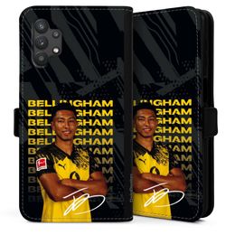 DeinDesign Galaxy A32 5G Handy Klapph&uuml;lle Handyh&uuml;lle aus Kunst Leder schwarz Flip Case Borussia Dortmund Jobe Bellingham Bvb Sideflip mit langer Lasche