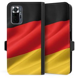 DeinDesign Xiaomi Redmi Note 10 Pro Handy Klapph&uuml;lle Handyh&uuml;lle aus Kunst Leder schwarz Flip Case Germany Flags Flag Sideflip mit langer Lasche
