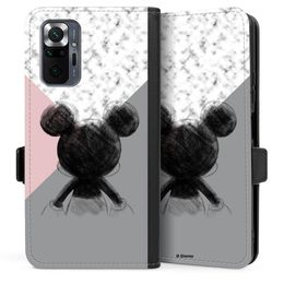 DeinDesign Xiaomi Redmi Note 10 Pro Handy Klapph&uuml;lle Handyh&uuml;lle aus Kunst Leder schwarz Flip Case Marble Disney Mickey Mouse Sideflip mit langer Lasche