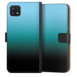 DeinDesign Galaxy A22 5G Handy Klapph&uuml;lle Handyh&uuml;lle aus Kunst Leder schwarz Flip Case Ombre Two-Tone Black Sideflip mit langer Lasche