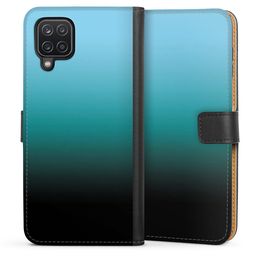 DeinDesign Galaxy A12 Handy Klapph&uuml;lle Handyh&uuml;lle aus Kunst Leder schwarz Flip Case Ombre Two-Tone Black Sideflip mit langer Lasche