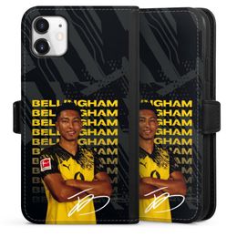 DeinDesign iPhone 11 Handy Klapph&uuml;lle Handyh&uuml;lle aus Kunst Leder schwarz Flip Case Borussia Dortmund Jobe Bellingham Bvb Sideflip mit Lasche