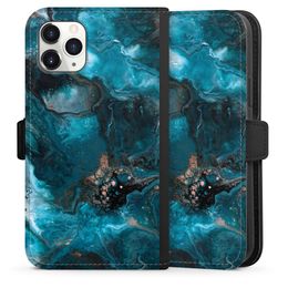 DeinDesign iPhone 11 Pro Handy Klapph&uuml;lle Handyh&uuml;lle aus Kunst Leder schwarz Flip Case Ocean Blue Marble Sideflip mit Lasche