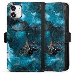DeinDesign iPhone 11 Handy Klapph&uuml;lle Handyh&uuml;lle aus Kunst Leder schwarz Flip Case Ocean Blue Marble Sideflip mit Lasche