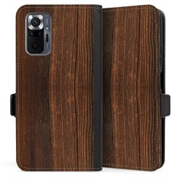 DeinDesign Xiaomi Redmi Note 10 Pro Handy Klapph&uuml;lle Handyh&uuml;lle aus Kunst Leder schwarz Flip Case Nut Tree Wooden Look Wood Sideflip mit langer Lasche