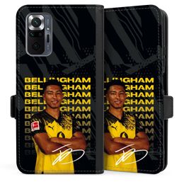 DeinDesign Xiaomi Redmi Note 10 Pro Handy Klapph&uuml;lle Handyh&uuml;lle aus Kunst Leder schwarz Flip Case Borussia Dortmund Jobe Bellingham Bvb Sideflip mit langer 