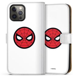 DeinDesign iPhone 12 Pro Max Handy Klapph&uuml;lle Handyh&uuml;lle aus Kunst Leder wei&szlig; Flip Case Merchandise Marvel Spiderman Sideflip mit Lasche