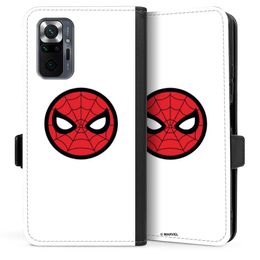 DeinDesign Xiaomi Redmi Note 10 Pro Handy Klapph&uuml;lle Handyh&uuml;lle aus Kunst Leder schwarz Flip Case Merchandise Marvel Spiderman Sideflip mit langer Lasche
