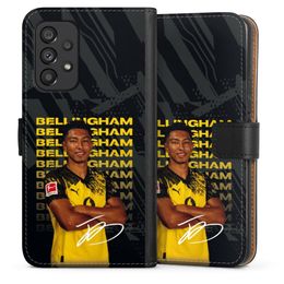 DeinDesign Galaxy A53 5G Handy Klapph&uuml;lle Handyh&uuml;lle aus Kunst Leder schwarz Flip Case Borussia Dortmund Jobe Bellingham Bvb Sideflip mit langer Lasche