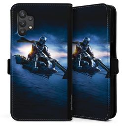 DeinDesign Galaxy A32 5G Handy Klapph&uuml;lle Handyh&uuml;lle aus Kunst Leder schwarz Flip Case Star Wars Merchandise The Mandalorian Sideflip mit langer Lasche
