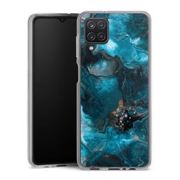 DeinDesign Galaxy A12 Handy Silikon H&uuml;lle Case transparent Handyh&uuml;lle Ocean Marble Blue Silikon Case