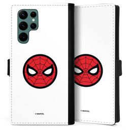 DeinDesign Galaxy S22 Ultra Handy Klapph&uuml;lle Handyh&uuml;lle aus Kunst Leder schwarz Flip Case Merchandise Marvel Spiderman Sideflip mit langer Lasche