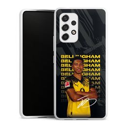DeinDesign Galaxy A53 5G Handy Silikon H&uuml;lle Case wei&szlig; Handyh&uuml;lle Borussia Dortmund Jobe Bellingham Bvb Silikon Case
