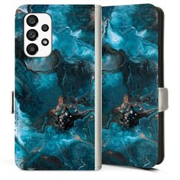 DeinDesign Galaxy A53 5G Handy Klapph&uuml;lle Handyh&uuml;lle aus Kunst Leder wei&szlig; Flip Case Blue Marble Ocean Sideflip mit Lasche
