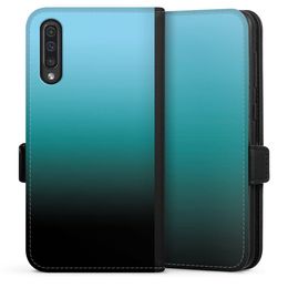 DeinDesign Galaxy A50 Handy Klapph&uuml;lle Handyh&uuml;lle aus Kunst Leder schwarz Flip Case Ombre Black Two-Tone Sideflip mit Lasche