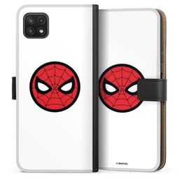 DeinDesign Galaxy A22 5G Handy Klapph&uuml;lle Handyh&uuml;lle aus Kunst Leder schwarz Flip Case Marvel Merchandise Spiderman Sideflip mit langer Lasche