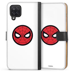 DeinDesign Galaxy A12 Handy Klapph&uuml;lle Handyh&uuml;lle aus Kunst Leder schwarz Flip Case Marvel Merchandise Spiderman Sideflip mit langer Lasche