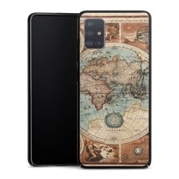 DeinDesign Galaxy A51 Handy Hard Case Schutzh&uuml;lle schwarz Smartphone Backcover Vintage Map World Map Hard Case