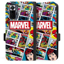 DeinDesign Xiaomi Redmi Note 10 Pro Handy Klapph&uuml;lle Handyh&uuml;lle aus Kunst Leder schwarz Flip Case Muster Comic Marvel Sideflip mit langer Lasche
