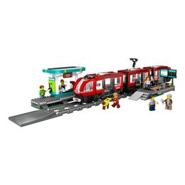 Lego&reg; Stra&szlig;enbahn mit Haltestelle