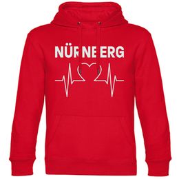multifanshop Kapuzen Sweatshirt - N&uuml;rnberg - Herzschlag - Druck wei&szlig; - Hoodie