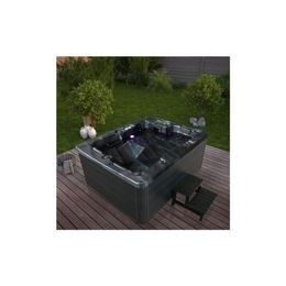 Home Deluxe Outdoor Whirlpool BLACK MARBLE - Mit Treppe und Thermoabdeckung