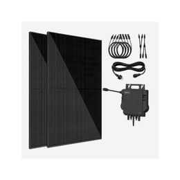 VALE Balkonkraftwerk 900 Wp &ndash; 2x 450 Wp Premium Solarmodul bifazial (Glas+Glas), Growatt NEO 800M-X, 5m Anschlusskabel
