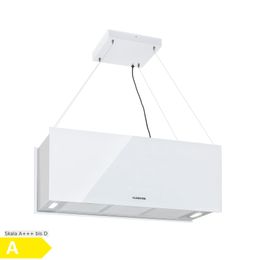 Klarstein Kronleuchter XL Inselabzugshaube 90cm Umluft 590m&sup3;/h LED Touch wei&szlig; Wei&szlig;
