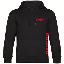 multifanshop Kapuzen Sweatshirt - Bayern - Brust & Seite - Druck rot - Hoodie