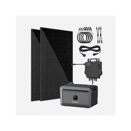 VALE Balkonkraftwerk 900 Wp &ndash; 2x 450 Wp Premium Solarmodul bifazial (Glas+Glas), Growatt NEO 800M-X, Growatt Noah 2000, 5m Anschlusskabel
