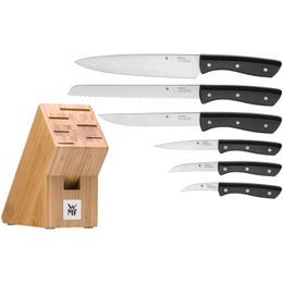 Messerblock WMF "Profi Select", braun (schwarz, silber, holzfarben), B:9cm H:25cm, Messerbl&ouml;cke, Messerblock, Messerklingen aus rostfreiem Spezialklingenstahl, Messerblock aus Bambus