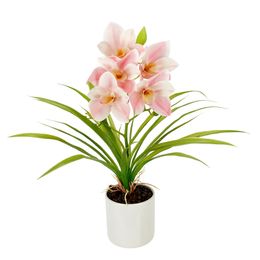 Kunstorchidee I.GE.A. "Orchidee Phalaenopsis im Topf", rosa (hellrosa), B:35cm H:40cm L:22cm, Polyester, Kunstpflanzen, Blume Kunstblume Seidenblumen Hochzeit Deko Bl&uuml;te