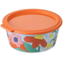 Aufbewahrungssch&uuml;ssel Koziol "NORA BOX 1,3l BLOOMS Schale 1,3l mit Deckel", sweet blau, strong coral, B:18,8cm H:8cm, Kunststoff, Lebensmittelaufbewahrungsbeh&auml;lter