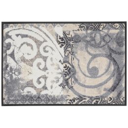 Fu&szlig;matte "Arabesque" Gr. 2, beige (beige, grau), B:50cm H:9mm L:75cm, Kunstfaser, wash+dry by Kleen-Tex, Teppiche, Fu&szlig;matte, Schmutzfangmatte, rutschhemmend, In- und Outdoor geeignet, waschbar