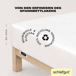 Spannbettlaken Schlafgut "EASY JERSEY ELASTHAN Bettlaken, 170 g/m&sup2;, 95% Baumwolle, 5% Elasthan", wei&szlig; (full, wei&szlig;), 1 Stk., Jersey, 180-200x200-220 30cm, Jersey, Obermaterial: 95% Baumwolle, 5% Elasthan, Bettlaken, Spannbettlaken, Spannbettlaken bis 30 cm H&ouml;he, b&uuml;gelfrei, pflegeleicht, perfekter Sitz
