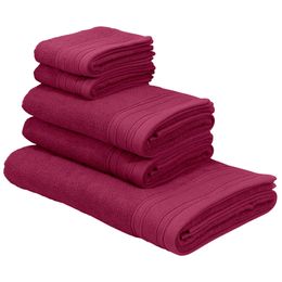 Handtuch Set Bruno Banani "Robby, Premium Handt&uuml;cher, 500 gr/m&sup2;, 100% Baumwolle", lila (beere), 5 Stk., Frottier, Frottier, Obermaterial: 100% Baumwolle, Handtuch-Sets, Duscht&uuml;cher, Handt&uuml;cher, G&auml;stet&uuml;cher, Set, 5-tlg, 5 Jahre Garantie