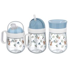 Kinderbecher Mepal "Trinklernbecher-Set Mio 3er Set", bunt (forest friends), B:2cm H:2cm, Polypropylen, Trinkgef&auml;&szlig;e, Kinderbecher, Sp&uuml;lmaschinenfest