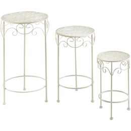 Blumenst&auml;nder Locker, beige (cream), Metall, Pflanzgef&auml;&szlig;e, rund aus Metall, cream (3er Set)