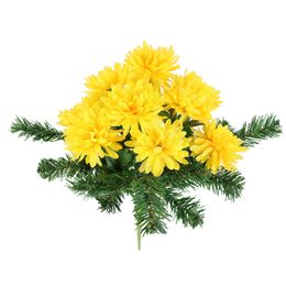 Kunstblume I.GE.A. "Chrysanthemen", gelb, B:40cm H:43cm L:40cm, Polyester, Kunstpflanzen, Bouquet Tannenzweigen Strau&szlig; Tischdeko Grabdeko Grabschmuck Trauerdeko
