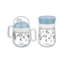 Kinderbecher Mepal "Trinklernbecher Antitropf & 360 Grad Mio 200 & 300 ml 2er Set", blau (forest friends), B:2cm H:2cm, Polypropylen, Trinkgef&auml;&szlig;e, Kinderbecher, Sp&uuml;lmaschinenfest