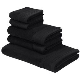 Handtuch Set Bruno Banani "Robby, Premium Handt&uuml;cher, 500 gr/m&sup2;, 100% Baumwolle", schwarz, 5 Stk., Frottier, Frottier, Obermaterial: 100% Baumwolle, Handtuch-Sets, Duscht&uuml;cher, Handt&uuml;cher, G&auml;stet&uuml;cher, Set, 5-tlg, 5 Jahre Garantie