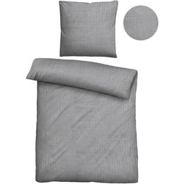 Bettw&auml;sche Biberna "Thea", grau (sturmgrau), B/L: 155cm x 220cm, 1 Stk., 1 Stk., Musselin, B/L: 80cm x 80cm, 2 Stk., Musselin, Obermaterial: 100% Baumwolle, Bettw&auml;sche, Bettw&auml;sche, feines, weiches + leichtes Gewebe aus 100% Baumwolle,Sommer