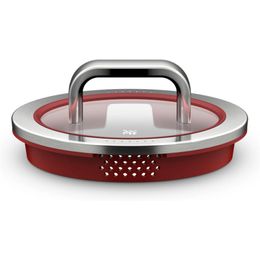 Deckel WMF "Fusiontec Function Pro", silber (edelstahl, rot), B:24cm H:10cm L:24cm &Oslash;:16cm, Edelstahl, Glas, Deckel, integrierte Siebfunktion, sp&uuml;lmaschinengeeignet, Made in Germany