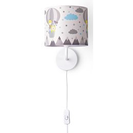 Paco Home Wandleuchte "Cosmo 343", wei&szlig;, 1, &Oslash; 18cm H: 26,5cm, Leuchten, Lampe Kinderzimmer Stecker &Oslash; 18cm Hei&szlig;luftballon Tiere Kabel 3m E14, Wandleuchte