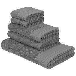 Handtuch Set Bruno Banani "Robby, Premium Handt&uuml;cher, 500 gr/m&sup2;, 100% Baumwolle", grau, 5 Stk., Frottier, Frottier, Obermaterial: 100% Baumwolle, Handtuch-Sets, Duscht&uuml;cher, Handt&uuml;cher, G&auml;stet&uuml;cher, Set, 5-tlg, 5 Jahre Garantie