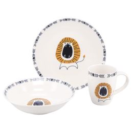 Kindergeschirr-Set Creatable "Safari L&ouml;we, Kinder Set 3-tlg.", natur, bunt, 3, Steinzeug, Geschirr-Sets, gezeichnete Tiermotive, skandinavischer Stil, Ethno-Style Motive