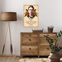 Wanddekoobjekt LUCKYLINDE "Frida Kahlo - Am Ende des Tages", bunt, B:20cm H:30cm T:0,3cm, Blech, Wanddekoobjekte, Exklusive JANOSCH Kindermotive, Stahlschild