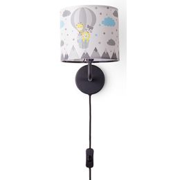 Paco Home Wandleuchte "Cosmo 343", schwarz, 1, &Oslash; 18cm H: 26,5cm, Leuchten, Lampe Kinderzimmer Stecker &Oslash; 18cm Hei&szlig;luftballon Tiere Kabel 3m E14, Wandleuchte